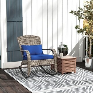Patio Rattan Rocker Chair with High Back - Bed Bath & Beyond - 41105326