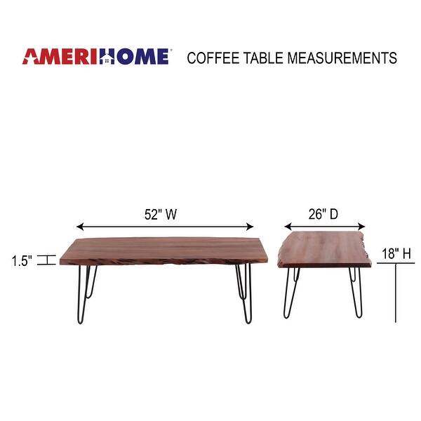 Acacia Live Edge Coffee Table with Hair Pin Legs - Bed Bath & Beyond ...