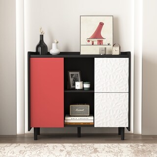 Exquisite Sideboard Red Buffet Coffee Bar Cabinet With 2 Drawers With ...