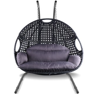 Double Hammock Chair Porch Swings Egg Chair Black Hanging Chair with ...