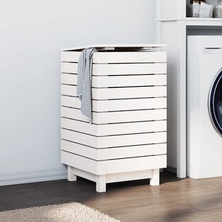 vidaXL Laundry Basket Clothes Hamper Washing Bin with Lid Solid Wood ...