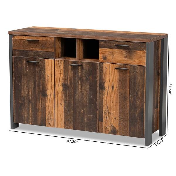 Ranger Mid-Century Brown Wood and Grey Metal 2-Door Sideboard - Bed ...