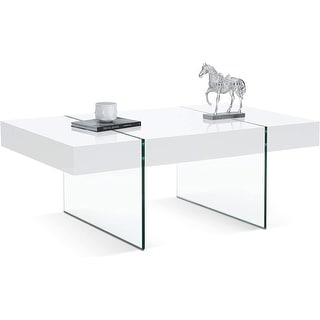 ivinta Rectangle High Gloss Mid-century Modern Coffee Table with ...