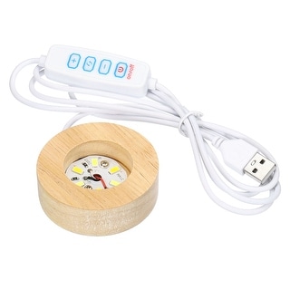 LED Light Round Wooden 2.36" 3-Colors Dimmable Display Base Stand Wood ...