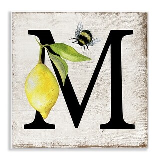 Stupell Lemon & Bee M Letter Wall Plaque Art Design By Creatif Belle ...