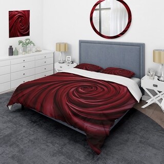 Designart - Red Winding Wonder - Abstract Spirals Bedding Cover Set ...