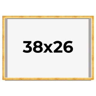 38x26 Shadow Box Frame Gold | 1.625 Inches Deep Real Wood Traditional ...