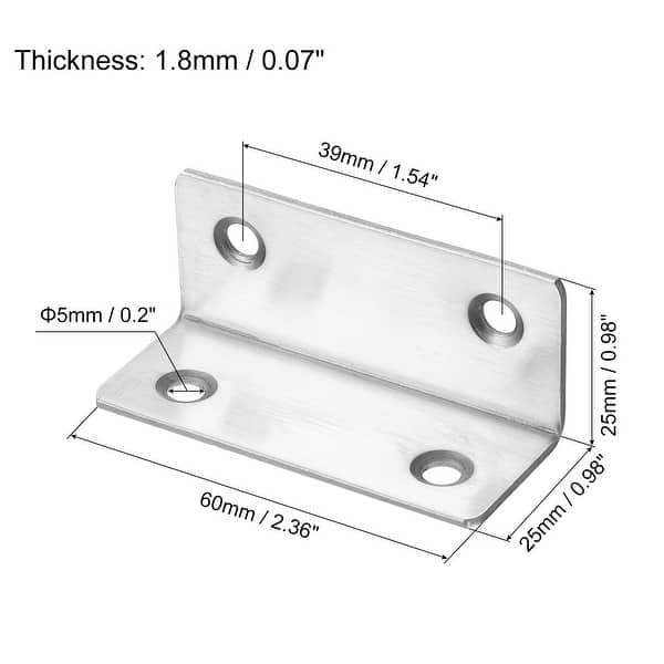 10 Set Stainless Steel L Bracket Corner Braces with Screws Right Angle ...