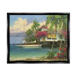 Stupell Vacation Waterfront Tropical Pier Floater Canvas Wall Art by ...