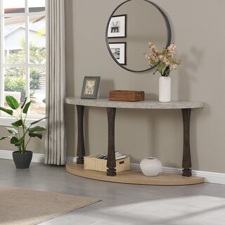 Hallway Versatile Semi-Circle Console Tables w/Bottom Shelf, Livingroom ...