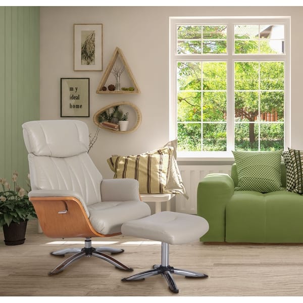 Relax-R Caitlin Recliner and Ottoman in Cobble Air Leather - Bed Bath ...