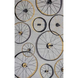 5'x8' Grey Hand Hooked Wheels Indoor Area Rug - 5' x 8' - Bed Bath ...