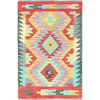 Shahbanu Rugs Colorful Flat Weave Reversible Wool Hand Woven Afghan ...