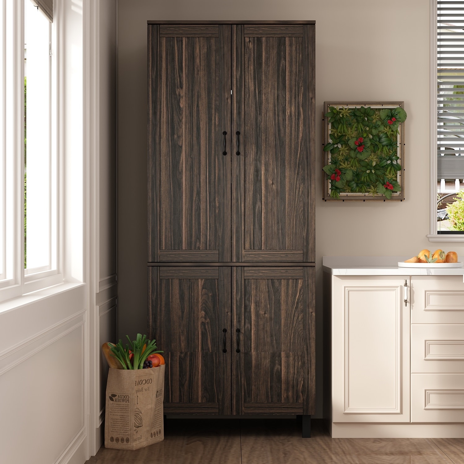 Wood kitchen pantry storage cabinet store