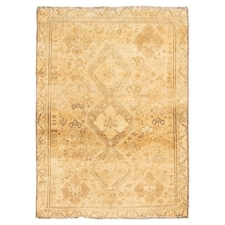 ECARPETGALLERY Hand-knotted Antalya Vintage Light Brown Wool Rug - 3'5 ...