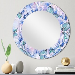 Designart 'Blue Leaves In Pink Chrystal Landscape' Printed Traditional ...