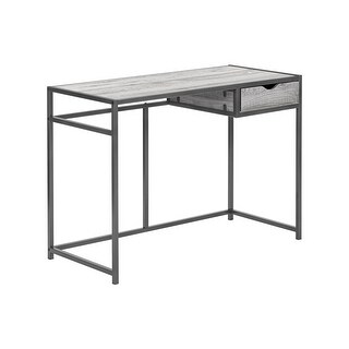 42 Inch Grey Wood Look Computer Desk with Storage Drawer and Black ...