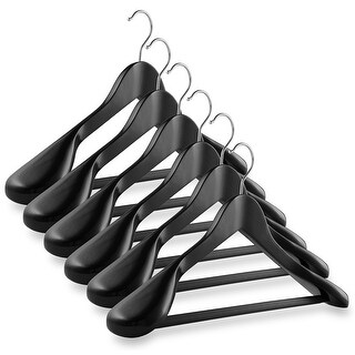 Set of 6 Wide Shoulder Wood Hangers - Bed Bath & Beyond - 39955829