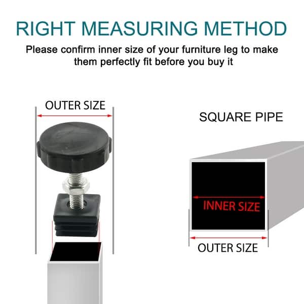 M8 Leveling Feet Square Tube Inserts Kit Furniture Glide Adjustable ...