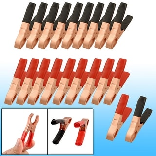 20 Pcs Black Red Copper Plated Metal Battery Clips Alligator Clamps 50A ...