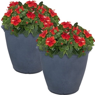 20-inch Indoor/Outdoor Double-Walled Polyresin Planter with UV ...