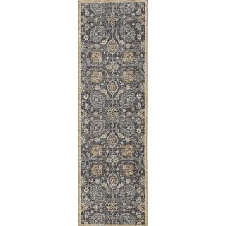 3' x 5' Taupe Floral Vine Bordered Wool Indoor Area Rug - 3'6" - Bed ...