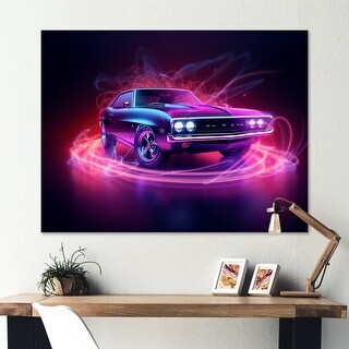 Designart "Neon Light American Muscle Car I" American Muscle Car Wall ...