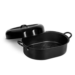Granitestone Oval Roaster Pan, Small 16" Nonstick Roasting Pan - Bed ...