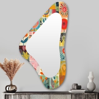 Designart - Patchwork Of Retro Meadow Flowers - Wildflowers Wall Mirror ...