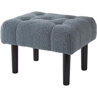 Padded Foot Stool, Small Foot Rest with Wooden Legs,(Grey) - Grey - Bed ...