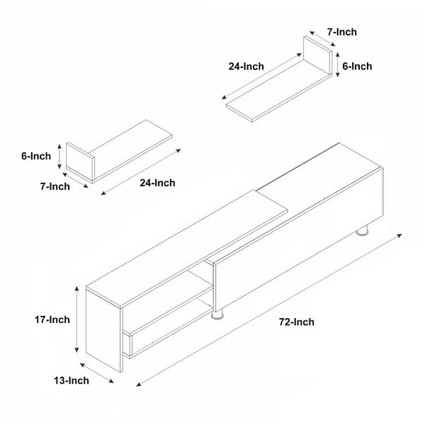 72 Inch Wood TV Console Entertainment Media Center with Storage 3 Piece ...