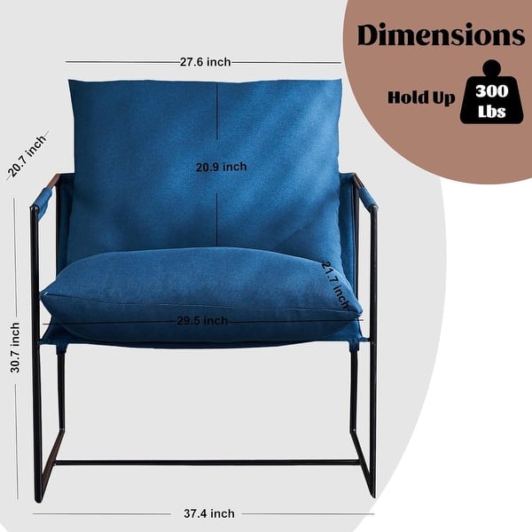 Modern Accent Linen Sling Chair Indoor for Living Room Bedroom and ...