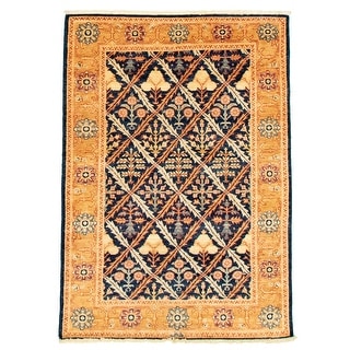 ECARPETGALLERY Hand-knotted Pak Finest Navy Wool Rug - 4'1 x 5'10 - Bed ...