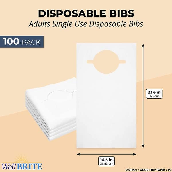 100 Pack Disposable Adult Bibs for Eating, White - Bed Bath & Beyond ...
