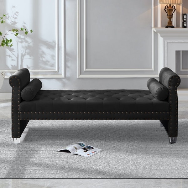 Tiffiany Luxury Tufted Velvet Upholstered Extra Long Bed Bench - On ...