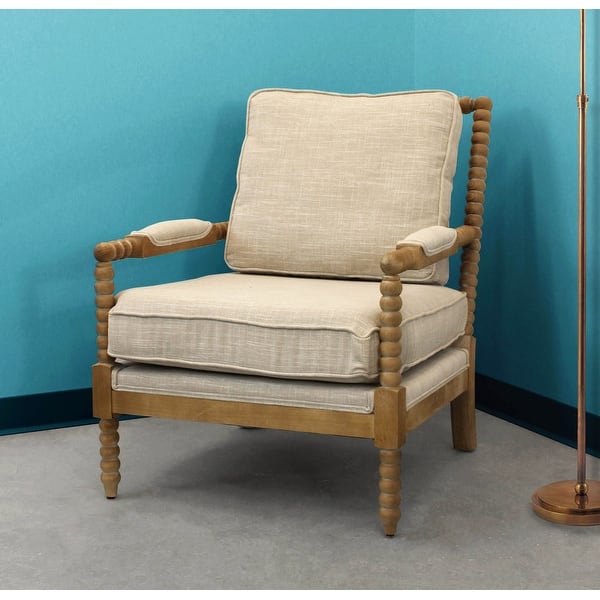Wyndham Ivory Linen Occasional Chair with Spindle Frame - Bed Bath ...