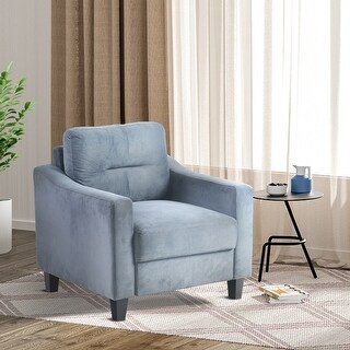 Living Room Single Sofa Blue Grey Chenille Fabric Lounge Sofa Chair ...