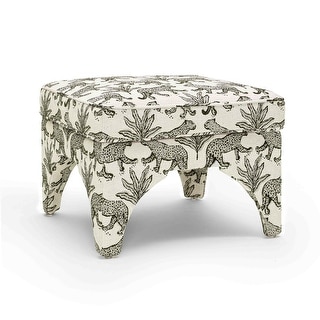 Raji Leopard Pattern Jacquard Square Upholstered Ottoman - Bed Bath ...