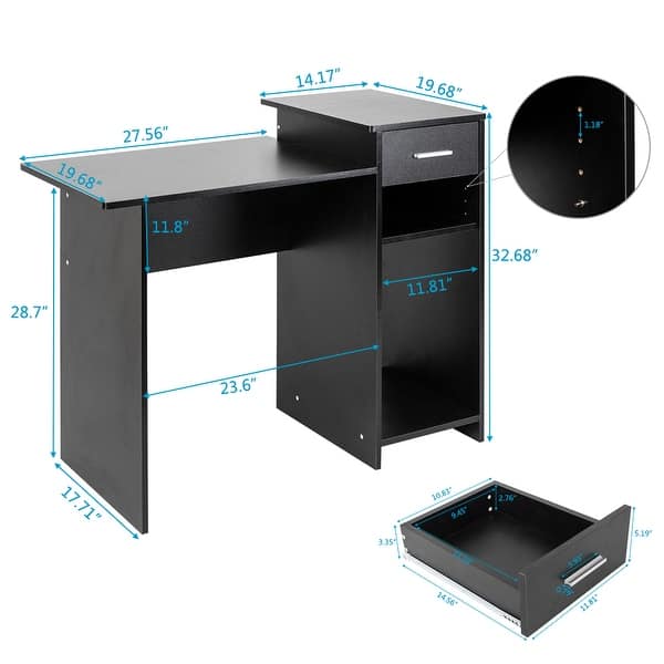 41.7Inch Integrated Melamine Board Computer Desk with Drawer - Bed Bath ...