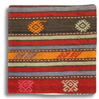 Canvello Vintage Turkish Hand Knotted Throw Pillow - 20"x20" - Rust ...