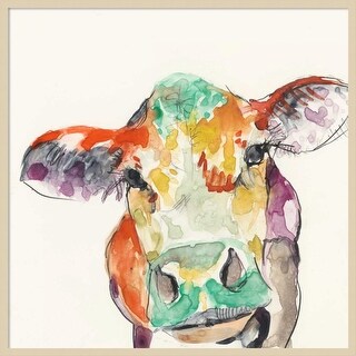 Hi Fi Farm Animals II Cow by Jennifer Goldberger Wood Framed Wall Art ...