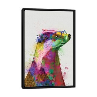 iCanvas "Badger Rainbow Splash 2" by Fab Funky Framed Canvas Print ...