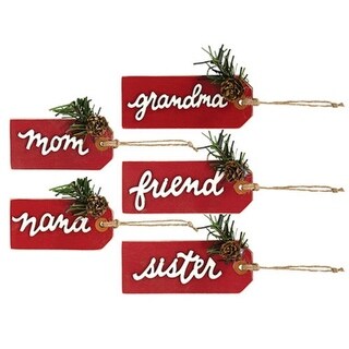 Charming Set of 5 Layered Red Wood Name Tags for Custom Holiday Gifts ...
