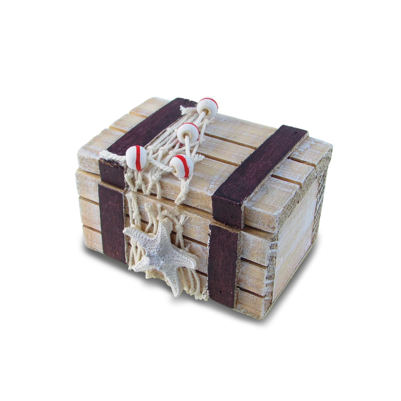 CoTa Global Brown Treasure Wooden Jewelry Box with Starfish and Net ...