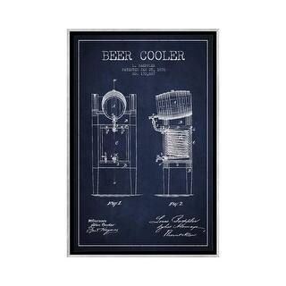 iCanvas "Beer Cooler Navy Blue Patent Blueprint" by Aged Pixel Framed ...
