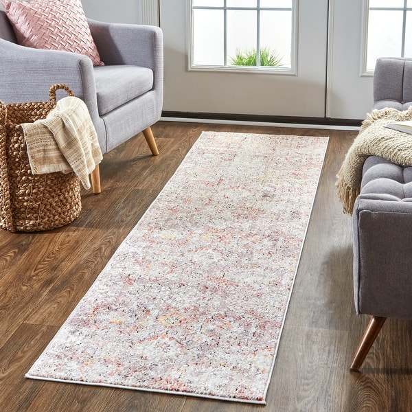 Matana Bohemian Space Dyed Ornamental Runner, Pink/Gray - On Sale - Bed ...