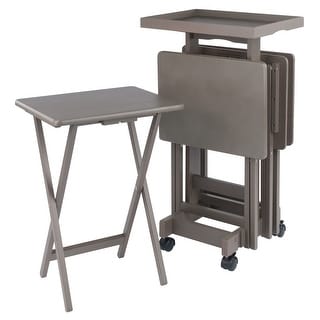 Isabelle 6-Pc Snack Table Set with Removable Serving Tray Oyster Gray ...