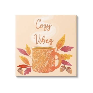 Stupell Cozy Vibes Patterned Coffee Mug Autumn Leaves Canvas Wall Art ...