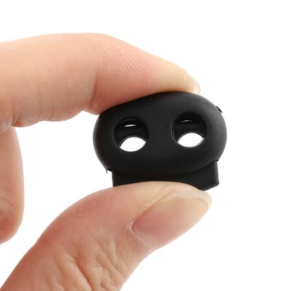 2 Hole Spring Loaded Rope Cord Lanyard Lock Stopper Toggle Black 17pcs ...