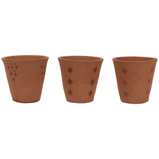 Foreside Home & Garden Set of 3 Natural Handthrown Terracotta Embossed ...